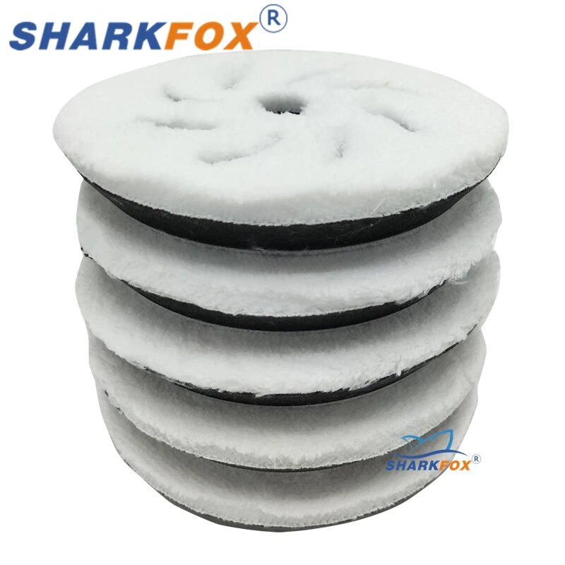 Sharkfox 5-дюймовый (125 мм) полировальный диск из микрофибры с быстрой отделкой для White 5pcs