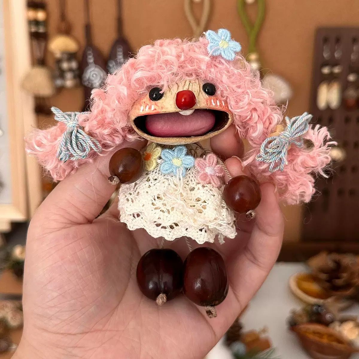 Готовая кукла из желудя, Sweet Peach Pod Doll подвеска из орешка своими руками украшение для дома подарок