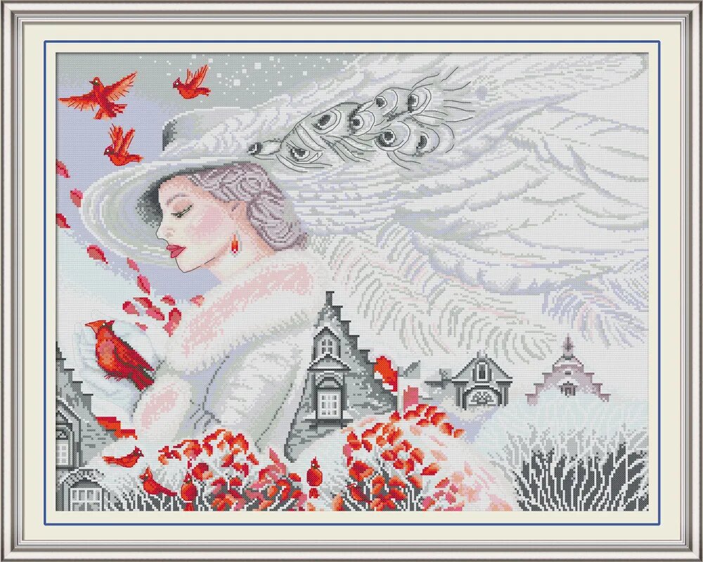 NKFвышивка крестом наборы, Схема на16CT "Красота И Птица",52*42CM