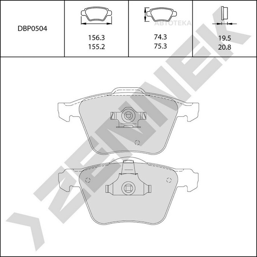 Колодки тормозные дисковые ZENNEK DBP0504