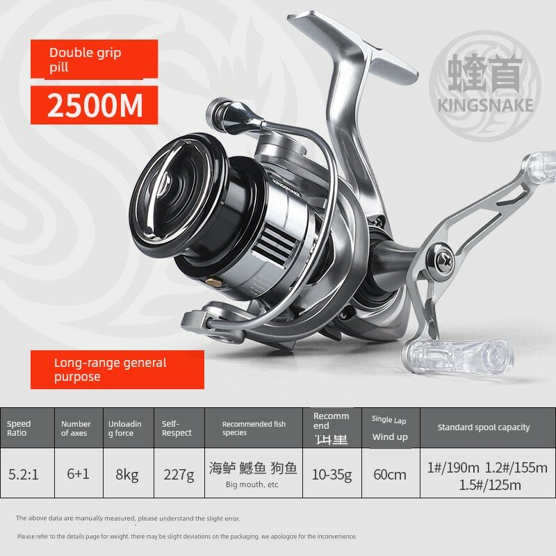 Viper 2500 Спиннинговая Удочка для Дальней Рыбалки, Переключаемая Рука, Двухручная Конструкция, Гладкая Доставка