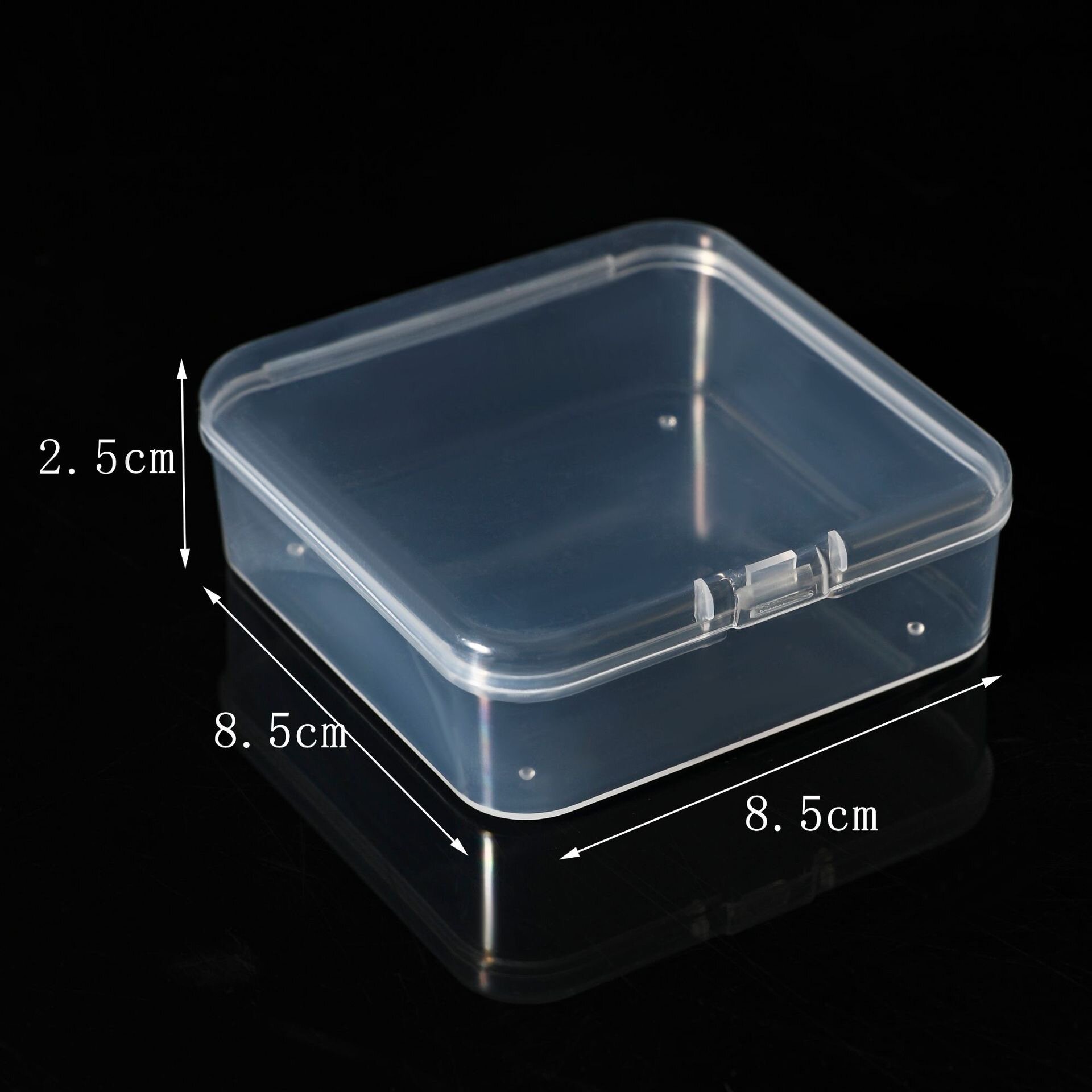 Пластиковая квадратная коробка с крышкой, 8.5x8.5x2.5 см, 600 шт. в коробке