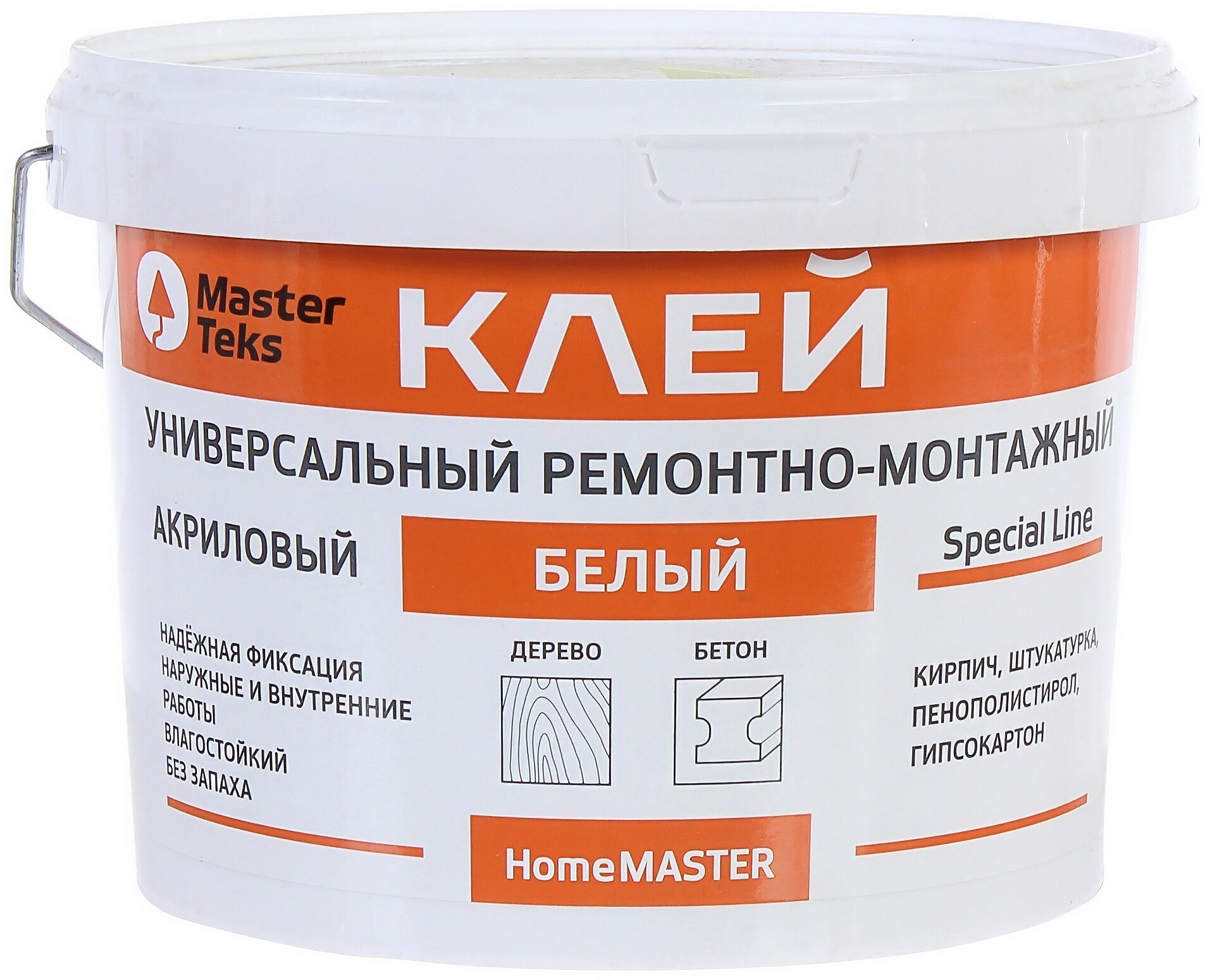 Клей акриловый MasterTeks ремонтно-монтажный белый 3.6 кг