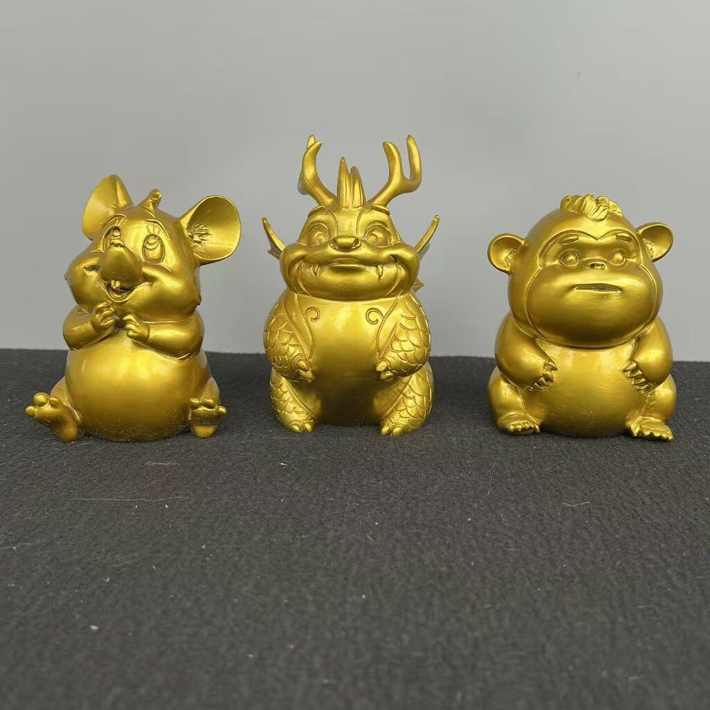 Чуньтигэ Латунные Фигурки Китайского Зодиака Полный Набор Собака Крыса Бык Курица Змея Лошадь Тигр Кролик Дракон Коза