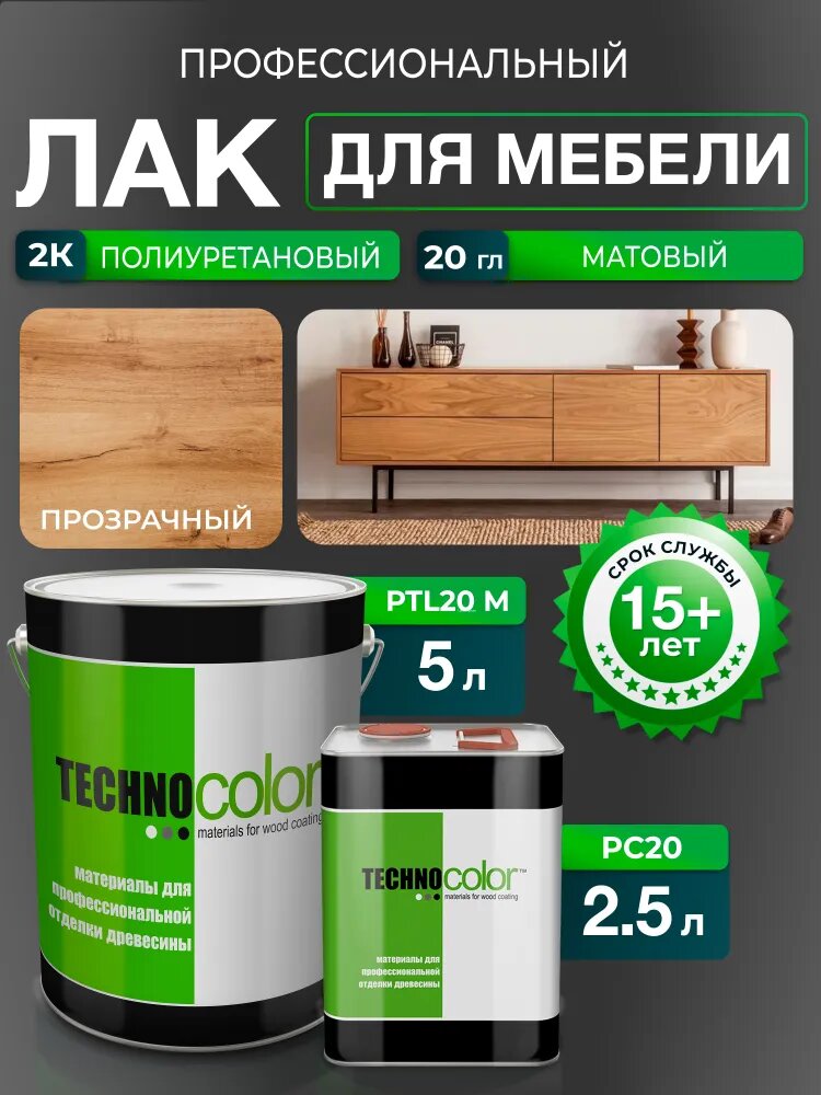 Лак полиуретановый для отделки мебели профессиональный 20 глосс
