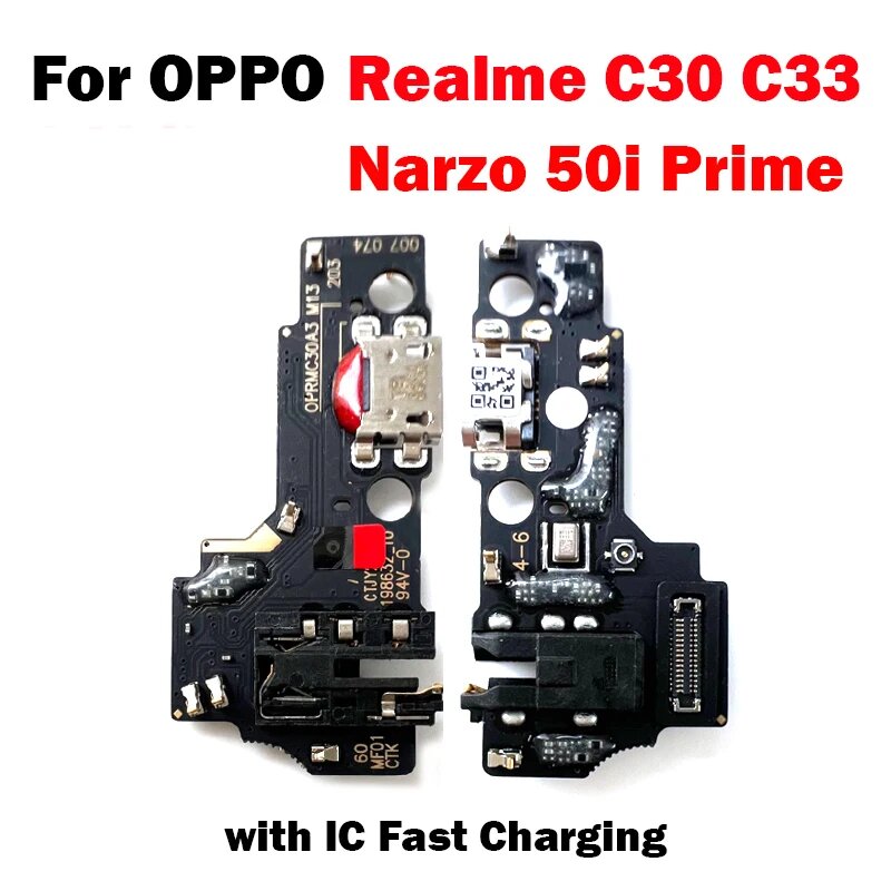 Для Realme C30 C33 / Narzo 50i Prime: разъем USB для зарядки, док-коннектор, плата зарядного устройства, модуль микрофона, гибкий кабель.