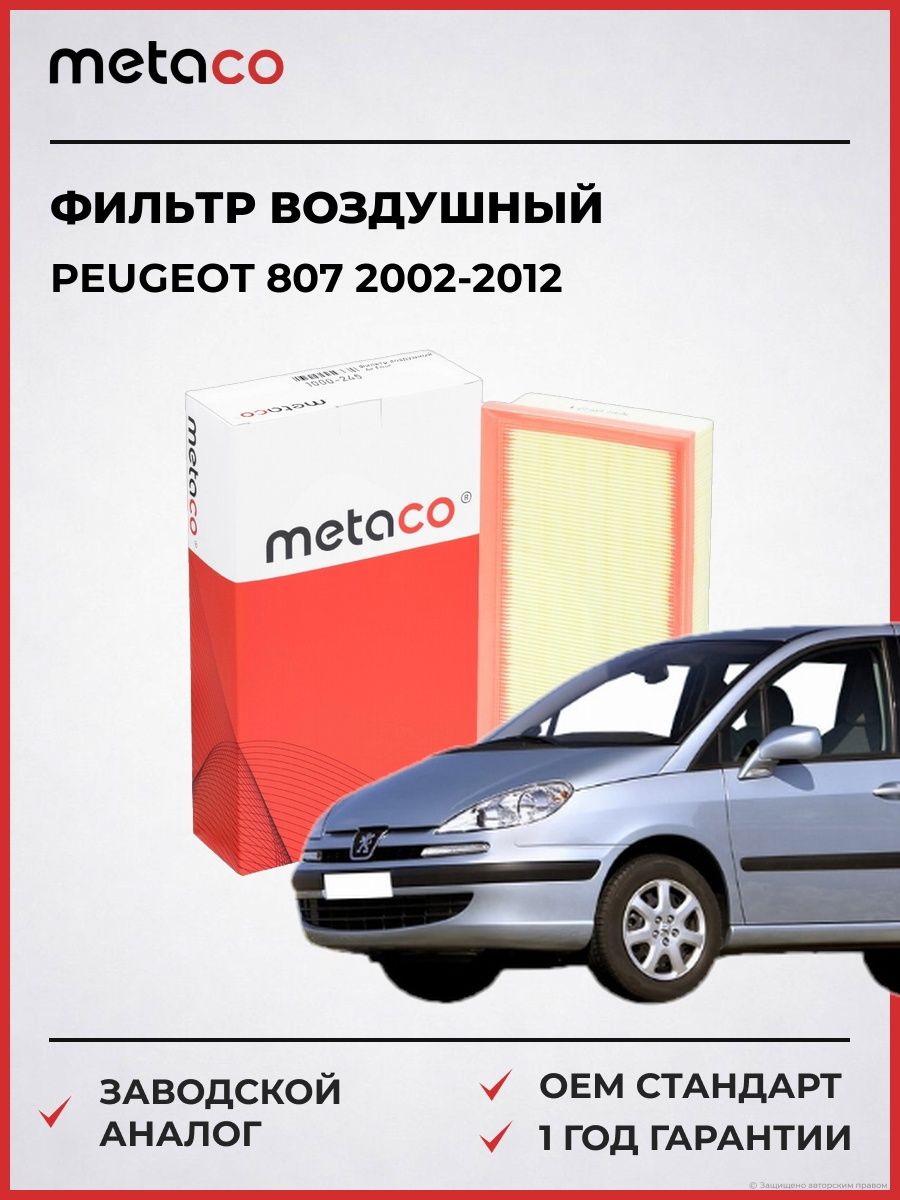 Фильтр воздушный METACO 1000245 Пежо 807 Peugeot 807 2002-2012