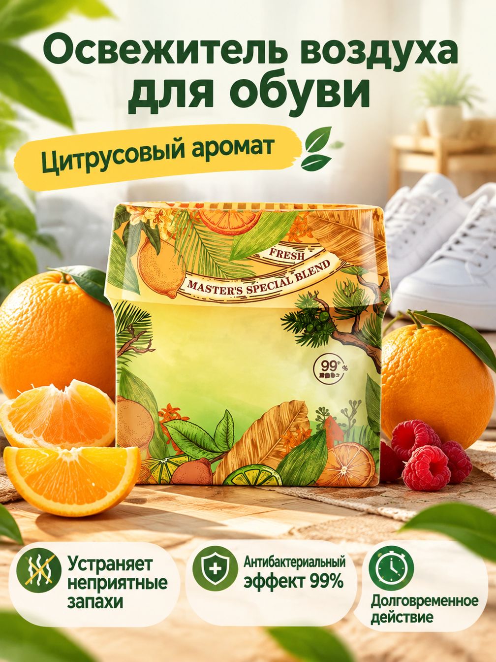 Средство для обуви от запаха и бактерий, 120 г, аромат цитрусовых