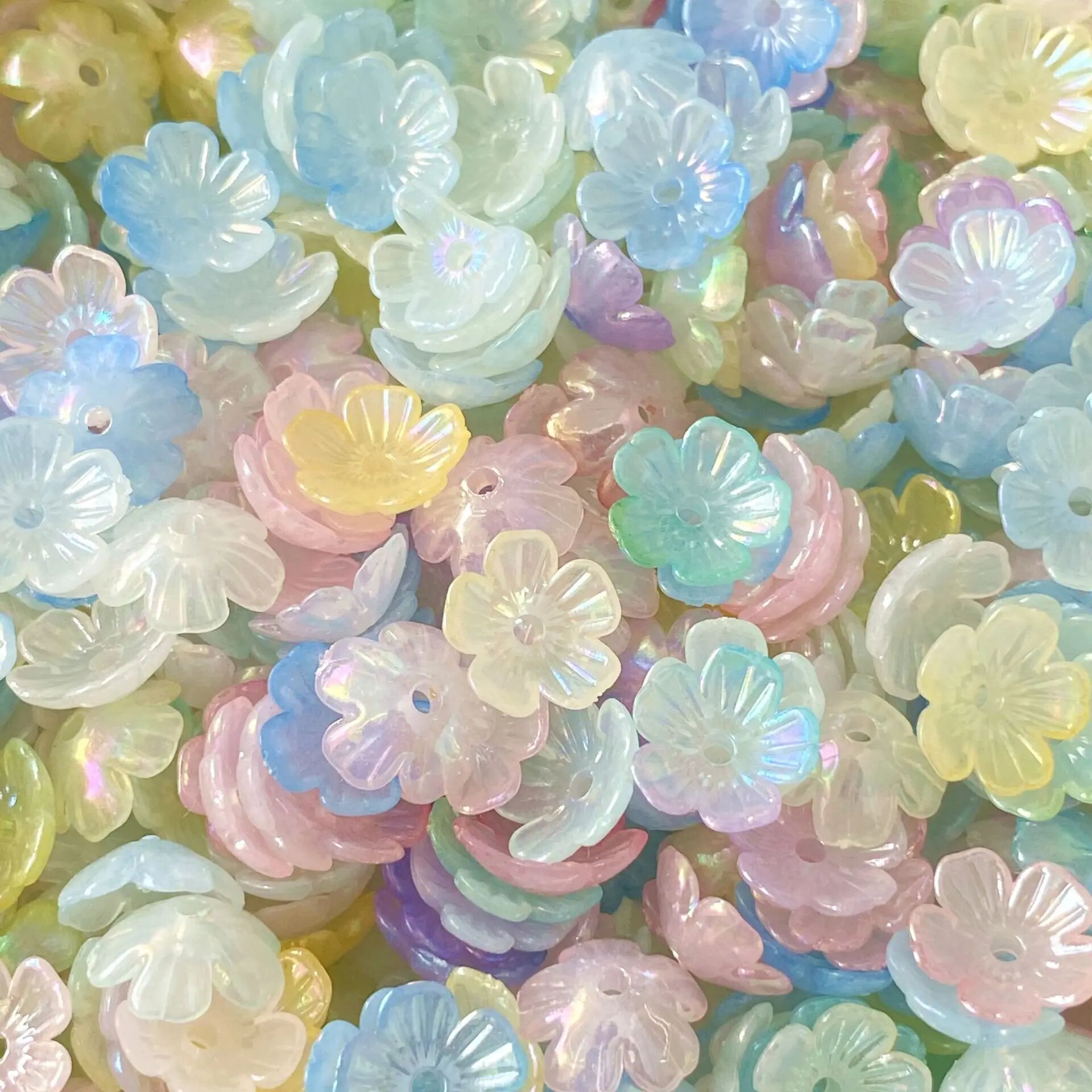 Акриловые двухцветные бусины-цветы AB 50 шт. Color Mixing
