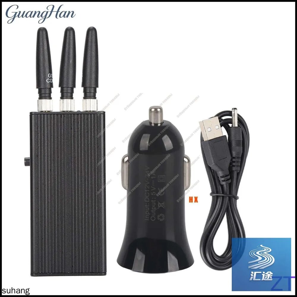 Портативный глушитель GPS, GSM, CDMA, Beidou, 3 антенны, автомобильное зарядное устройство, широкий радиус действия, компактный размер