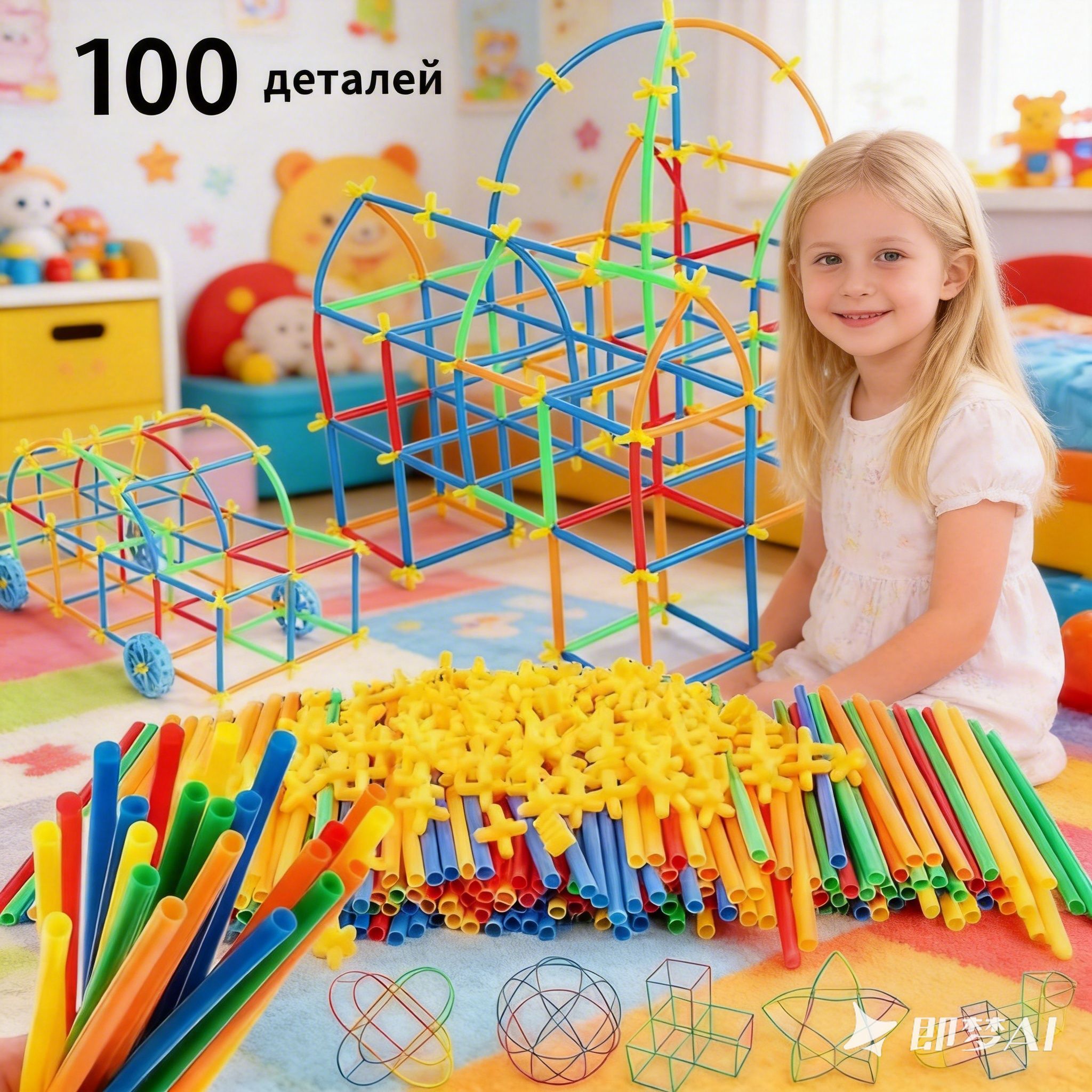 Конструктор соломинки, конструктор из палочек