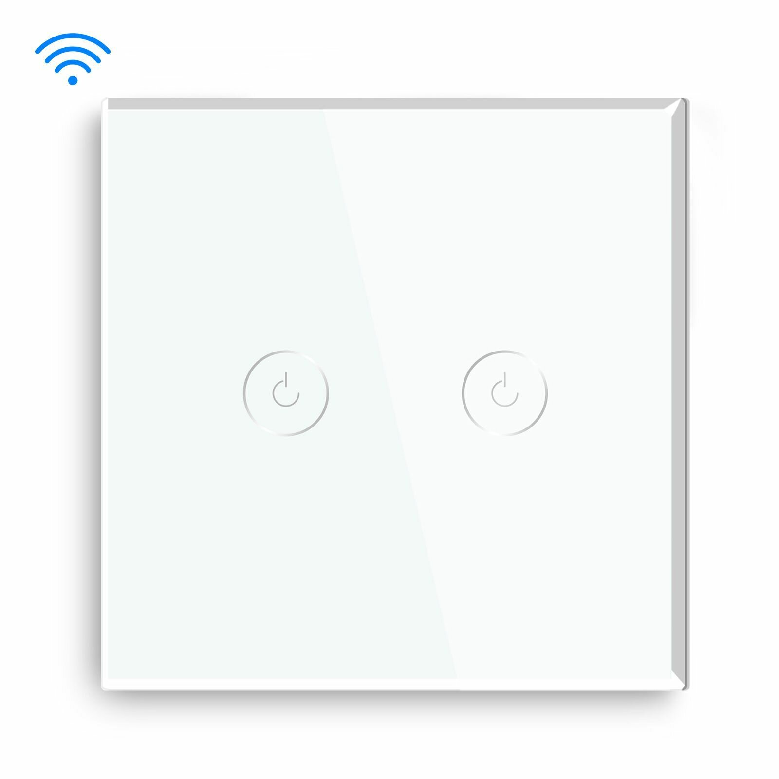 Сенсорный выключатель c Алисой, умный WIFI выключатель, 2 клавиши, панель стекло Белая
