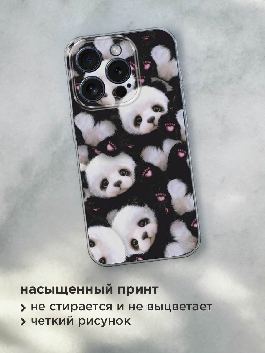 Чехол на Apple iPhone 15 Pro / Айфон 15 Про с принтом "Море панд" — фото 1