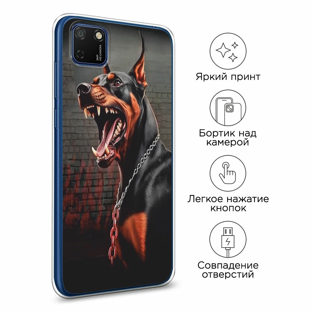 Чехол на Honor 9S/Huawei Y5p / Хонор 9S/Хуавей Y5p с принтом "Доберман с цепью" — фото 1