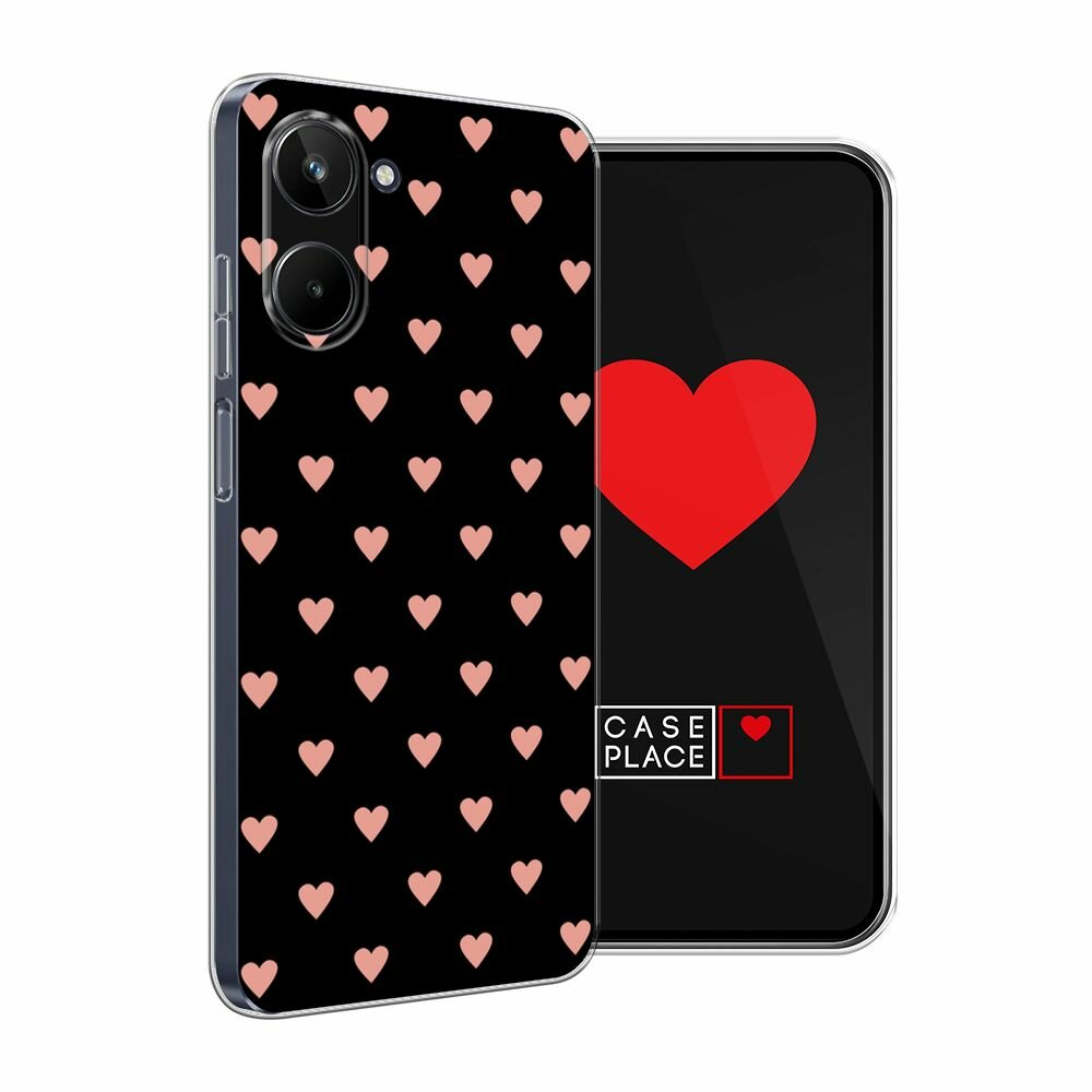 Чехол на Realme 10 4G / Реалми 10 4G с принтом "Розовые сердечки" — фото 1