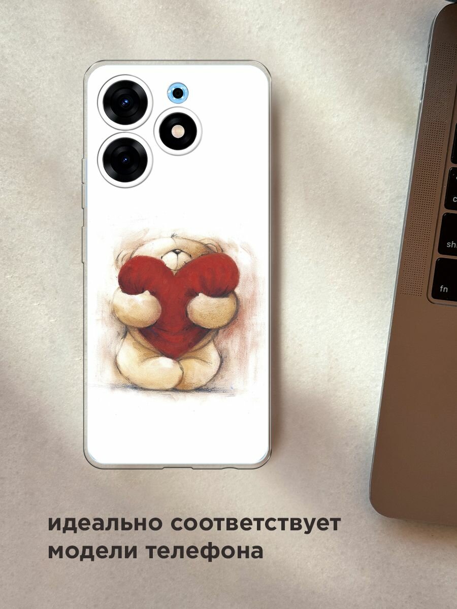 Чехол на Tecno Spark 10 Pro / Текно Спарк 10 Про с принтом "Мишка с сердцем 1" — фото 1
