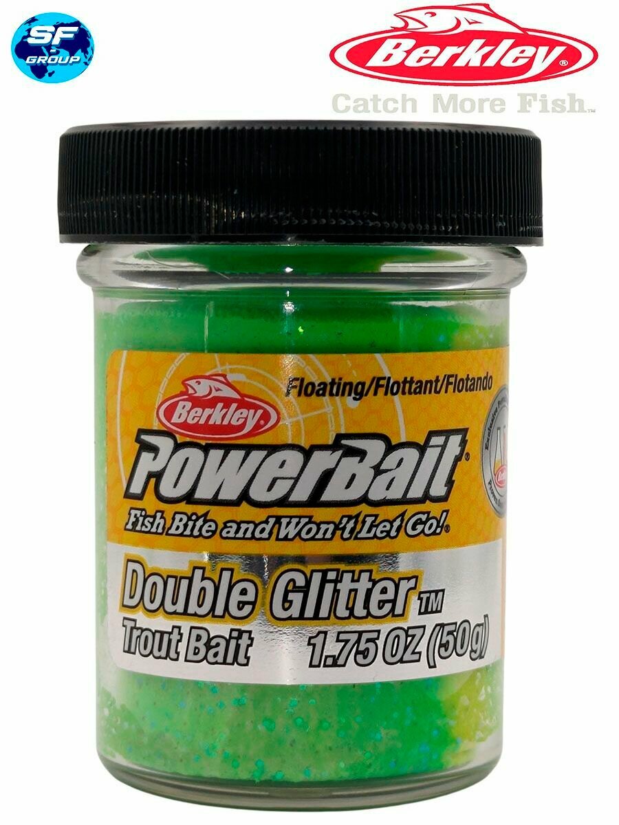 Паста Berkley PowerBait Double Glitter Trout Bait SGrn/White/Syal 50g
