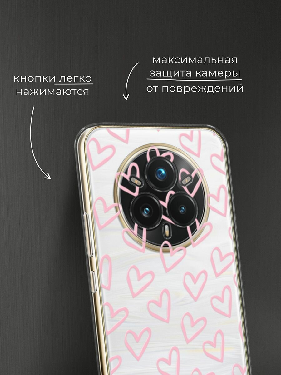 Чехол на Realme 14 Pro+ / Реалми 14 Про+ с принтом "Сердца паттерн" — фото 1