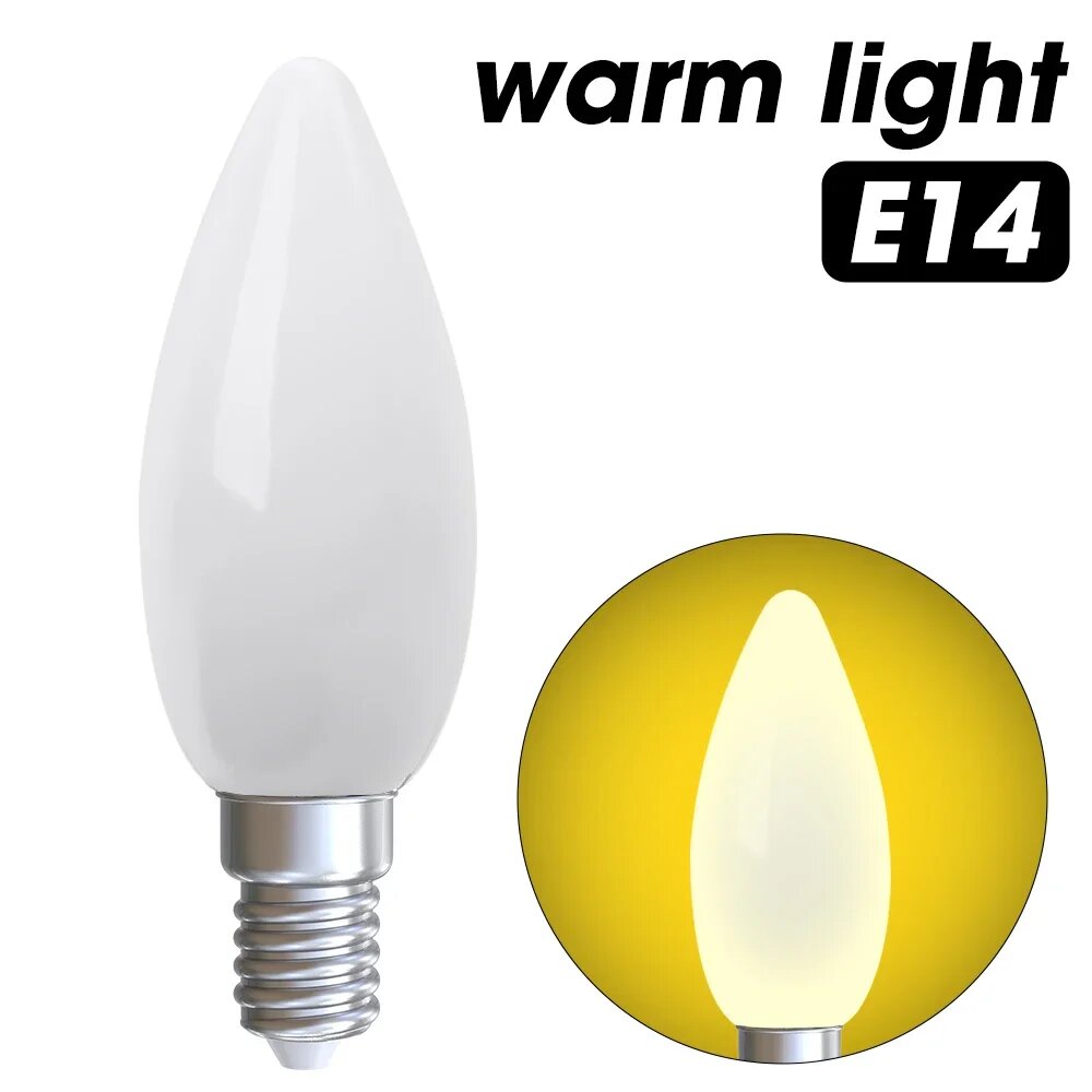 Светодиодные лампы LISM E14/E12 1/2/4 шт. Светло-желтый, E14-Warm-C, 4PCS