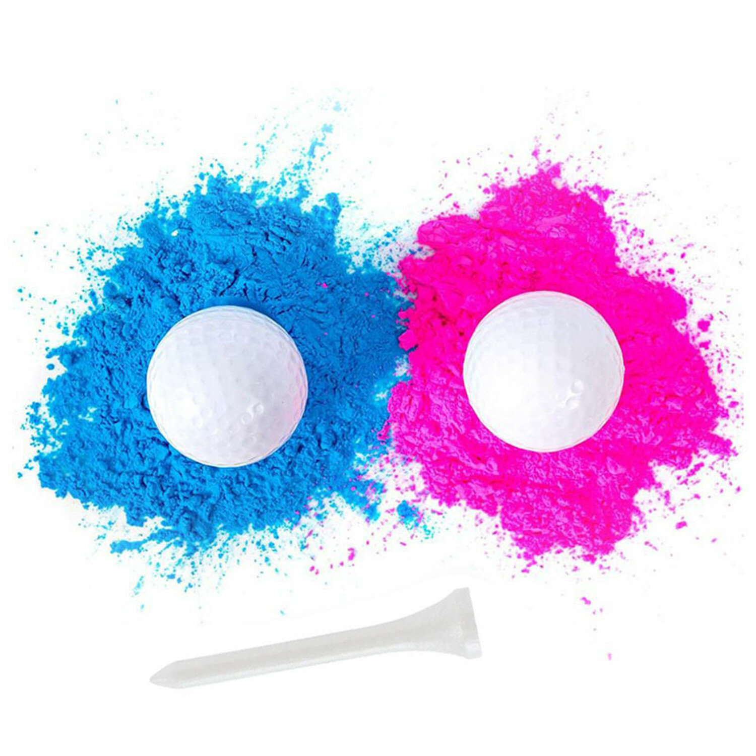 1 пара мячей для гольфа Gender Reveal, 1 розовый 1 синий 2 белых, размер 4.2x4.2x4.2cm, с порошком, для вечеринок открытия пола, подарок будущим родителям, в комплекте мячи и теи для гольфа
