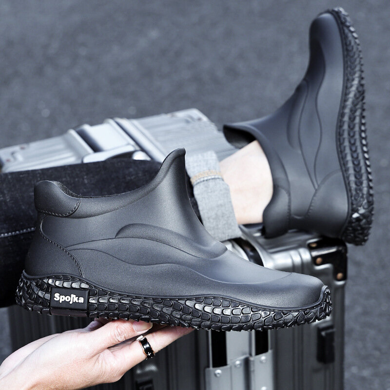 Мужские резиновые сапоги, лето 2025 г, новый стиль, нескользящие, водонепроницаемые, подходят для дождливых дней, активного отдыха, работы на кухне и рыбалки.