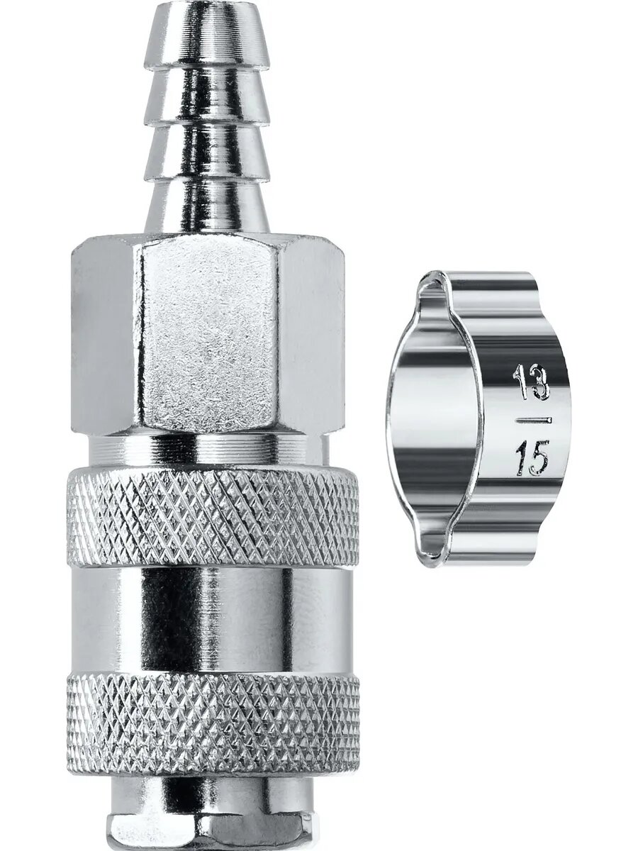 Штуцер ″елочка″, 10 мм - рапид муфта, с хомутом, переходник