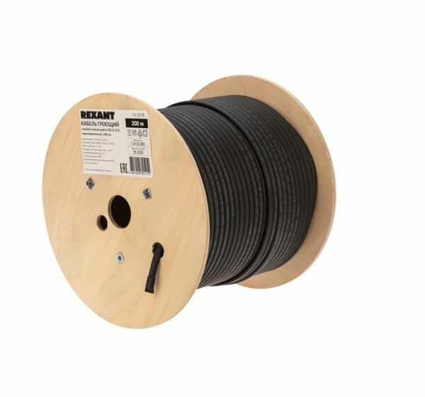 Кабель греющий (нагревательный) саморегулирующийся SRL24-2CR, экранированный, 24Вт/м, 0,9x2x70x200м REXANT