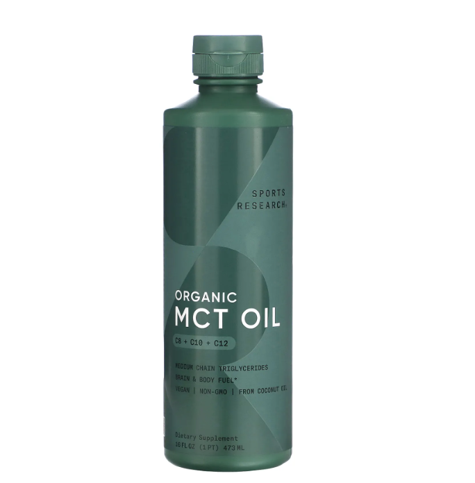 Sports Research, Органическое масло MCT, C8+C10+C12, Organic MCT Oil, без запаха, 473 мл