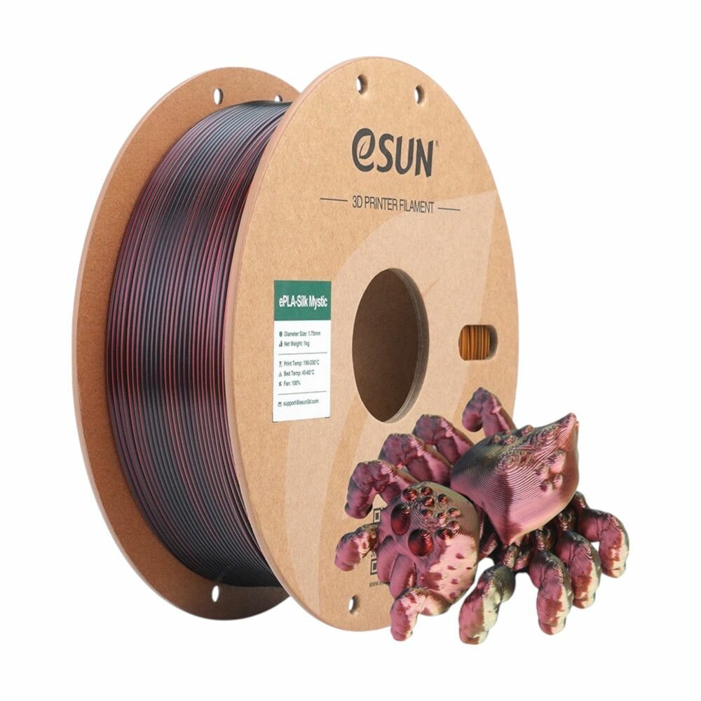 Катушка ePLA-Silk Mystic ESUN, 1.75 мм, 1кг, Black Red Gold PLA-SKMC175S-RBJ1P1