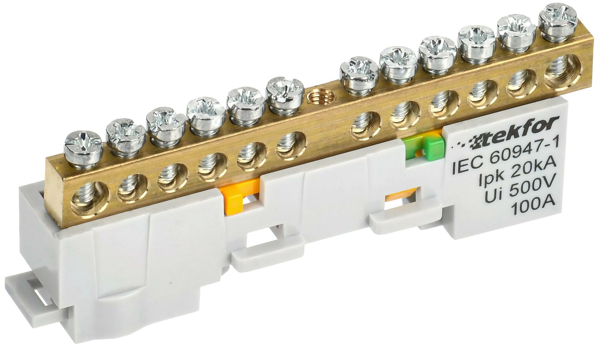 Шина электрическая IEK PE земля неизолированная на универсальном держателе 6х9-12-Ж, Tekfor