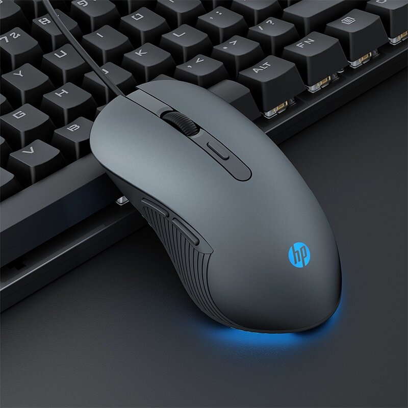 Бесшумная проводная мышь HP для гейминга и киберспорта, специализированная для ноутбуков и настольных компьютеров,