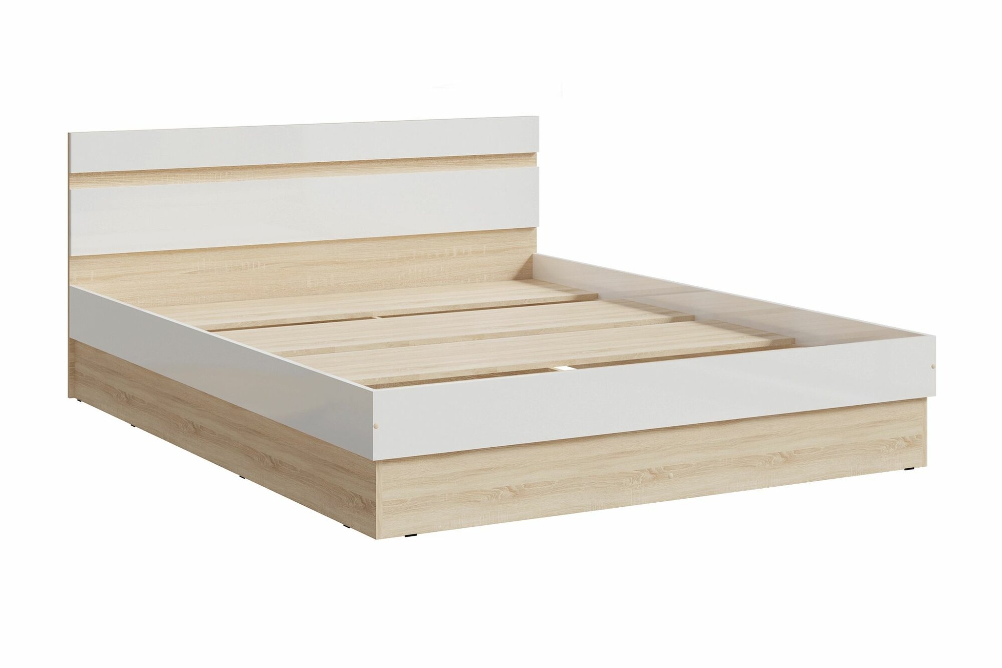 Челси Кровать 1,4м (Белый глянец, Дуб сонома)