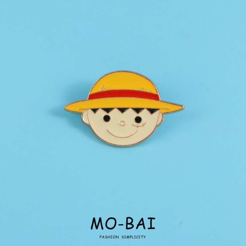 MINISO Брошь в виде соломенной шляпы Луффи из One Piece Strong World, периферийный металлический значок из мультфильма, сумка, аксессуары