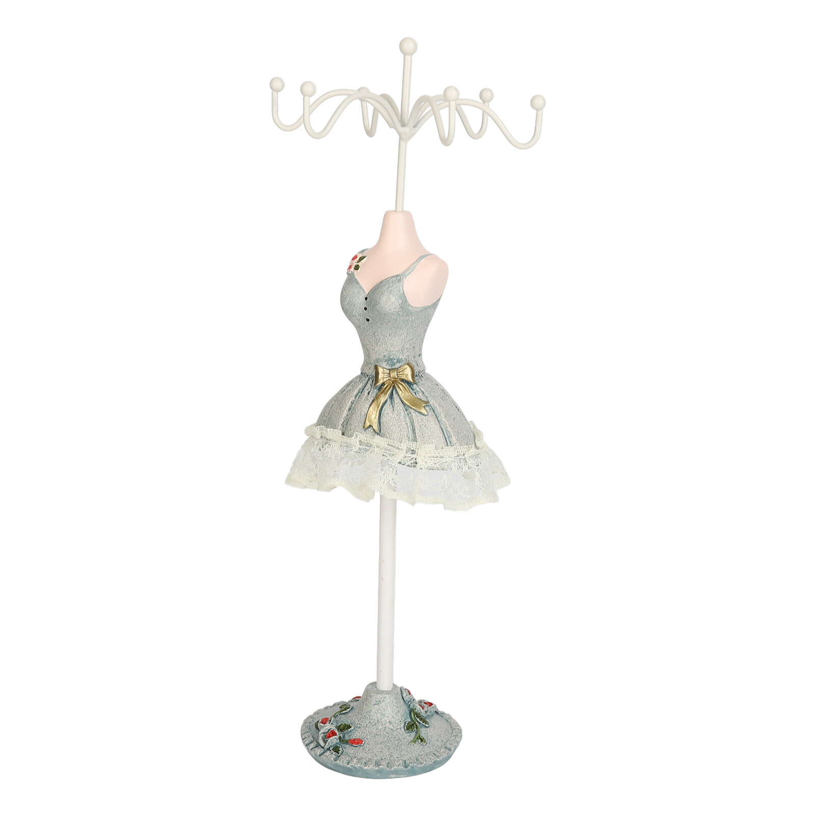 Манекен для украшений из смолы и железа, стойка для хранения колье, серег и аксессуаров, зеленая, экономия пространства