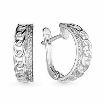 Серьги, серебро, 925 проба, фианит