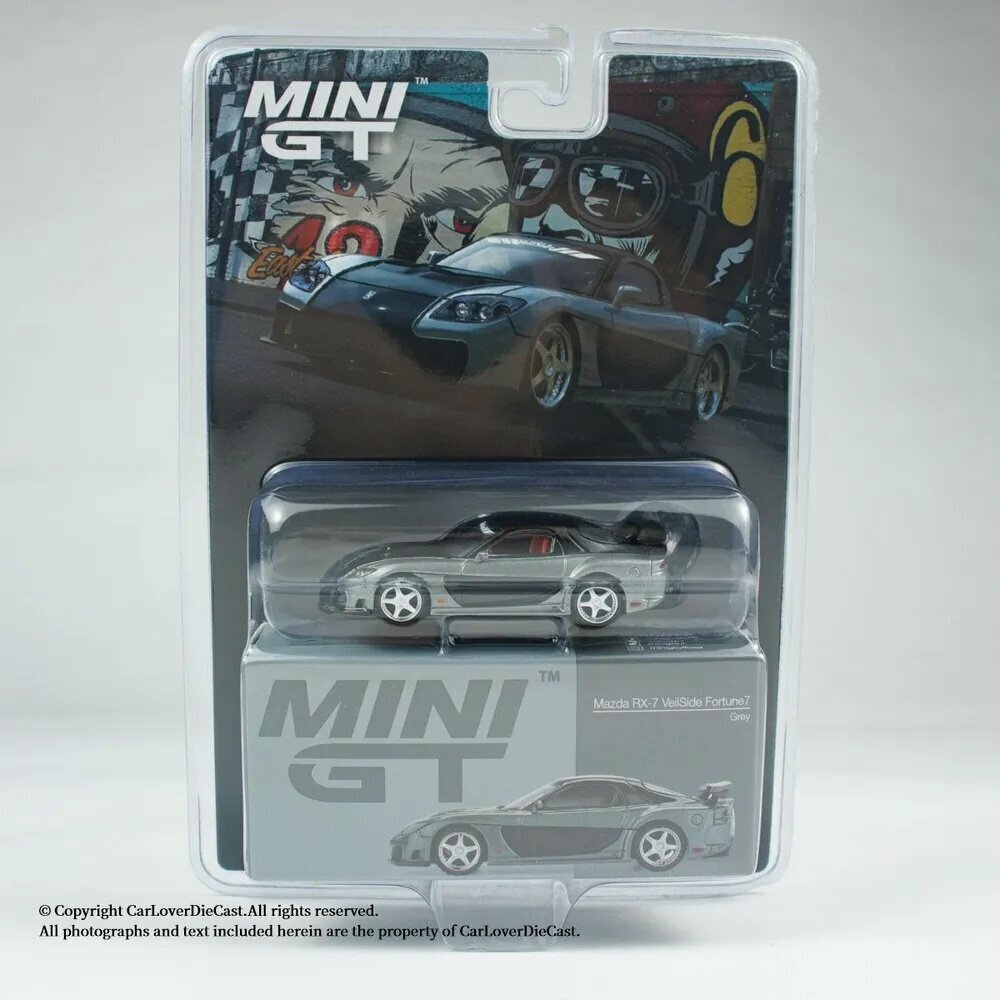 Машинка TSM MINI GT MODEL 1:64 Mazda RX-7 VeilSide Fortune Grey Blister Packaging Die-cast Alloy Model Collection Toy Children Gifts