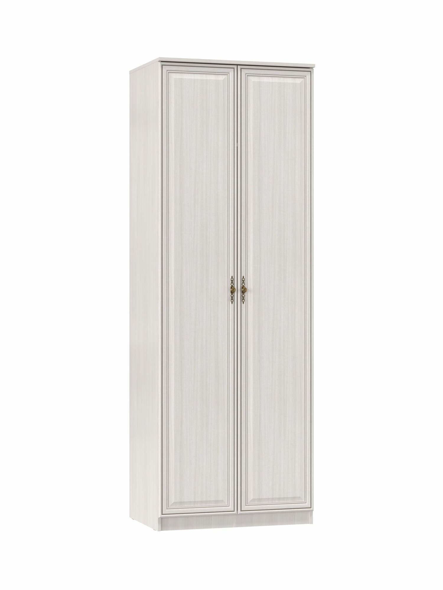 Распашной шкаф для одежды и хранения вещей Габриэлла со штангой, 80х55.4х227.4 см, Вудлайн кремовый / Сандал белый