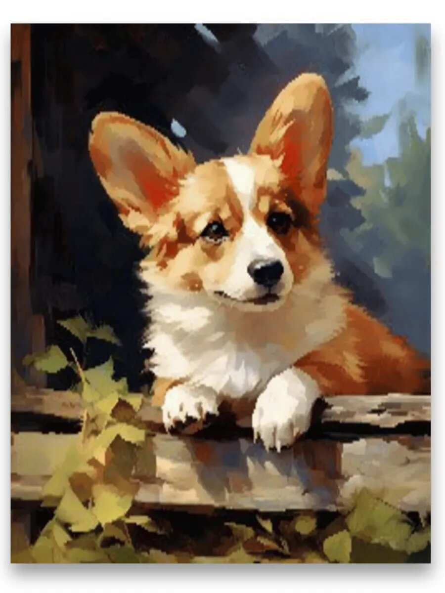 Картина по номерам 40x50 "Корги" - на подрамнике