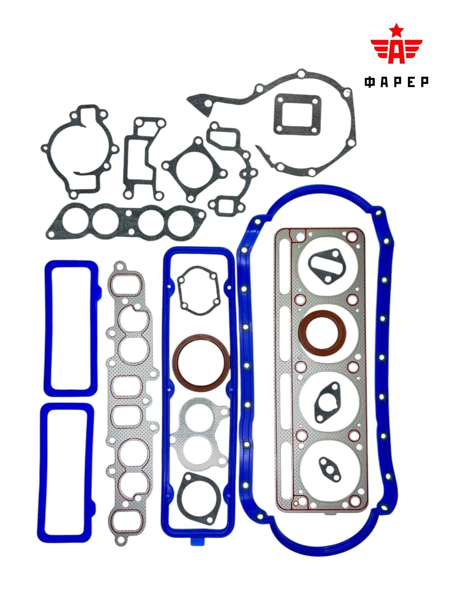 Комплект прокладок двигатель УМЗ-4216, для ГАЗель с газобалонным оборудованием, полный 21 шт, силикон, Пгб с герметиком, паронит 0.8