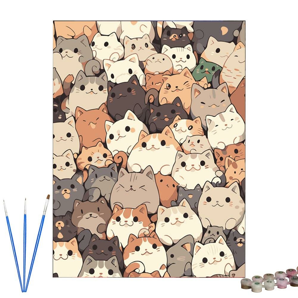 Набор для рисования по номерам Котики-мурлыки (DIY цифровая картина, раскраска для взрослых и детей, подарок)