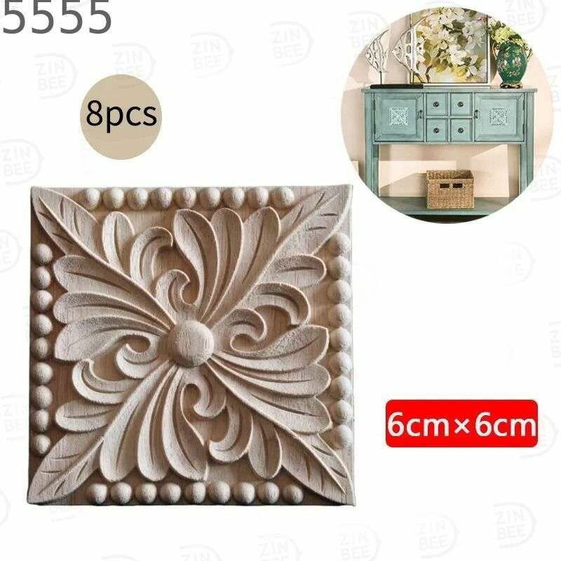 8шт резная аппликация из дерева для украшения мебели, дверей, шкафа, 60*60мм
