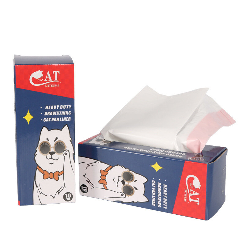 Утолщенные мешки для уборки кошачьего туалета с завязками, мешки для наполнителя, вкладыши для кошачьего туалета, мешки