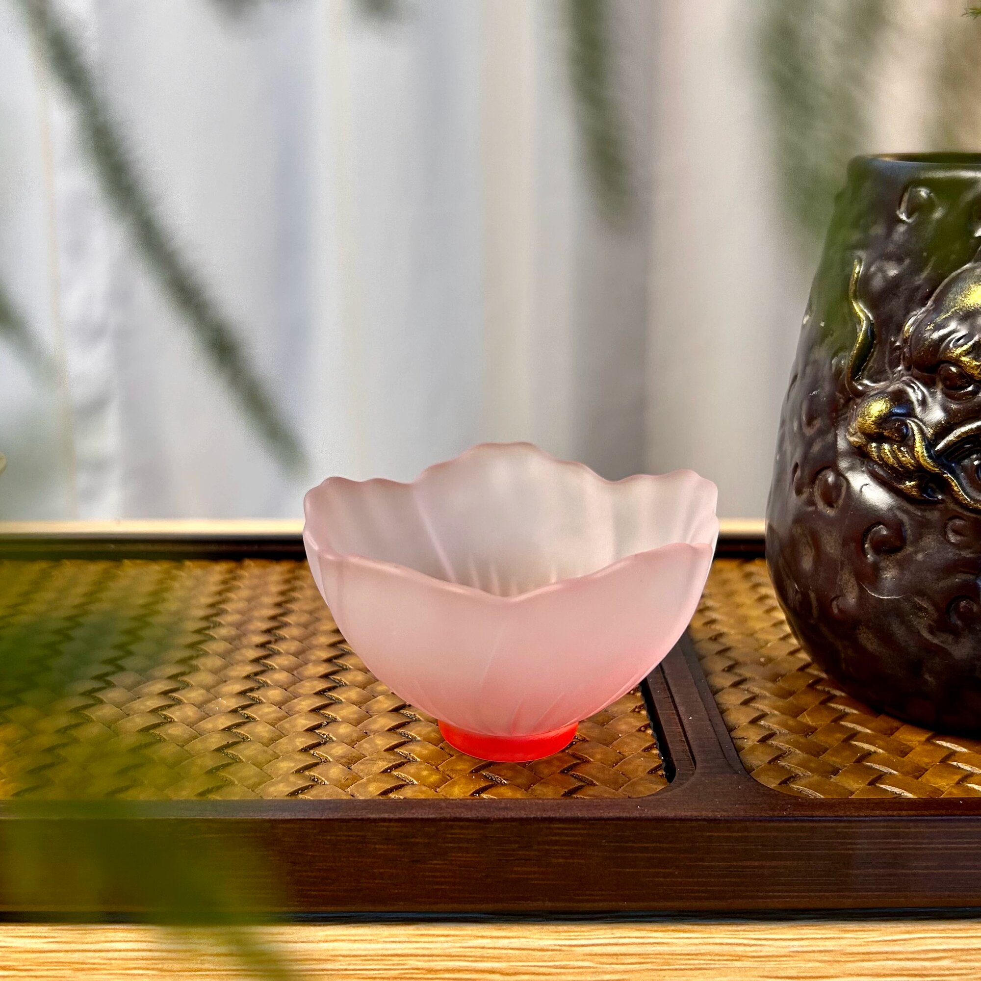 Набор чайных чашек из розового стекла «Сакура»: полный комплект для чаепития, домашний набор для кунг-фу чая, чайная