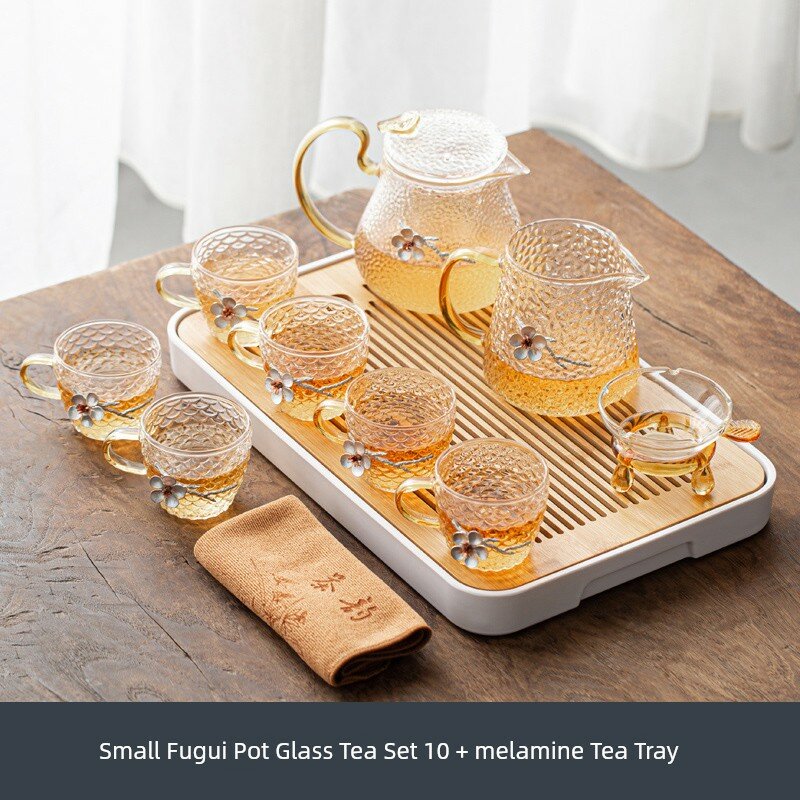 Стеклянный чайник с узором в виде цветов, чайник с фильтром, бытовой термостойкий стеклянный чайный набор, чайник,