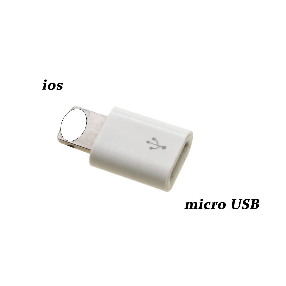 Адаптер Mini OTG Micro Usb To Lightning для IPhone 12 11 Pro XS Max XR X 10 8 7 Plus Microusb white