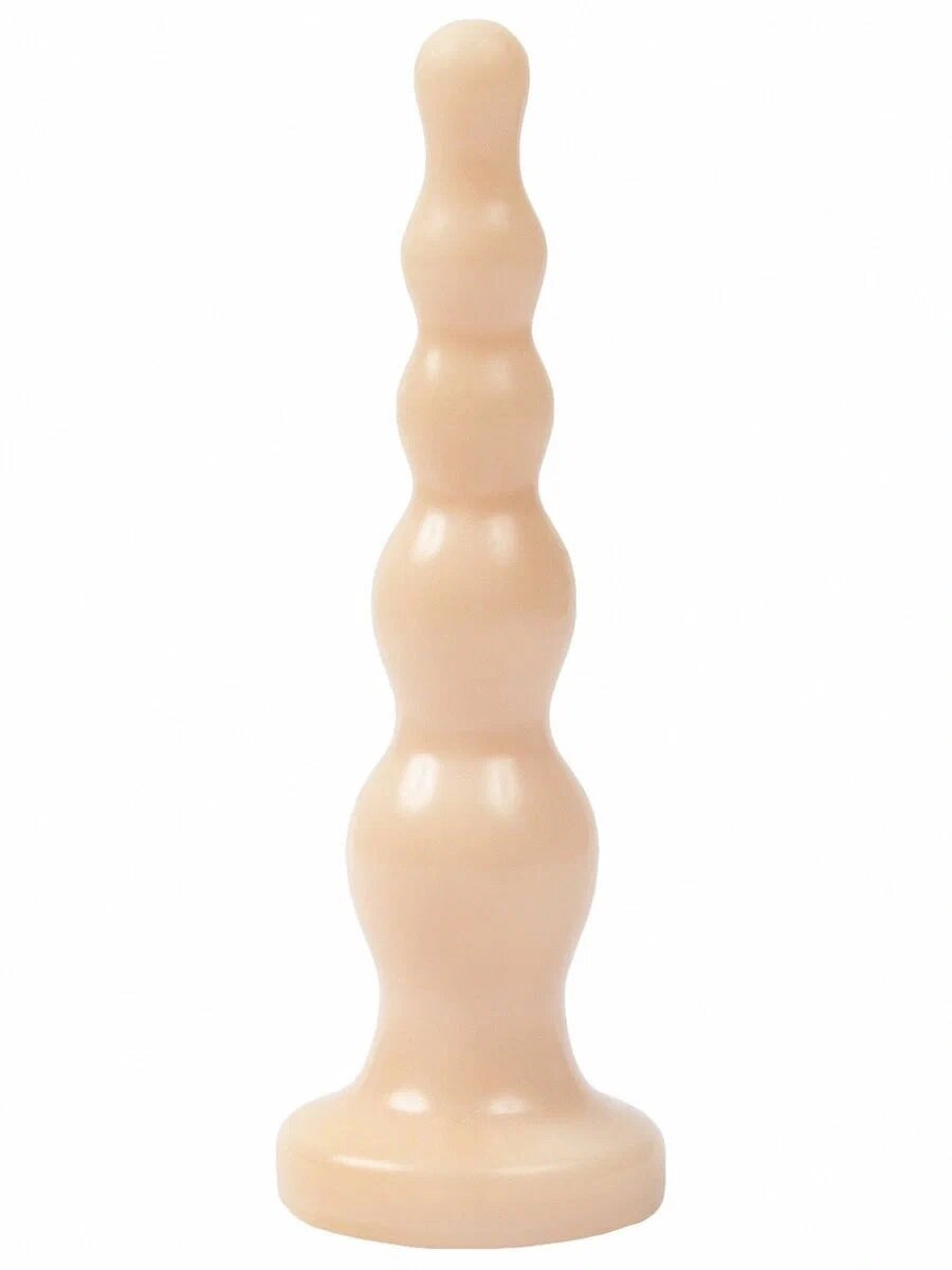 Анальная пробка "Ёлочка" в форме конуса из шариков, телесная, 15,5см