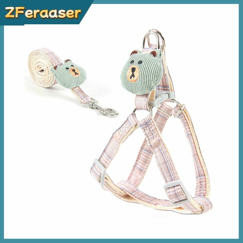 Шлейка для питомцев, мультяшный медведь, розовый, для собак и кошек, размер 1,2 м (1,5-4 кг)