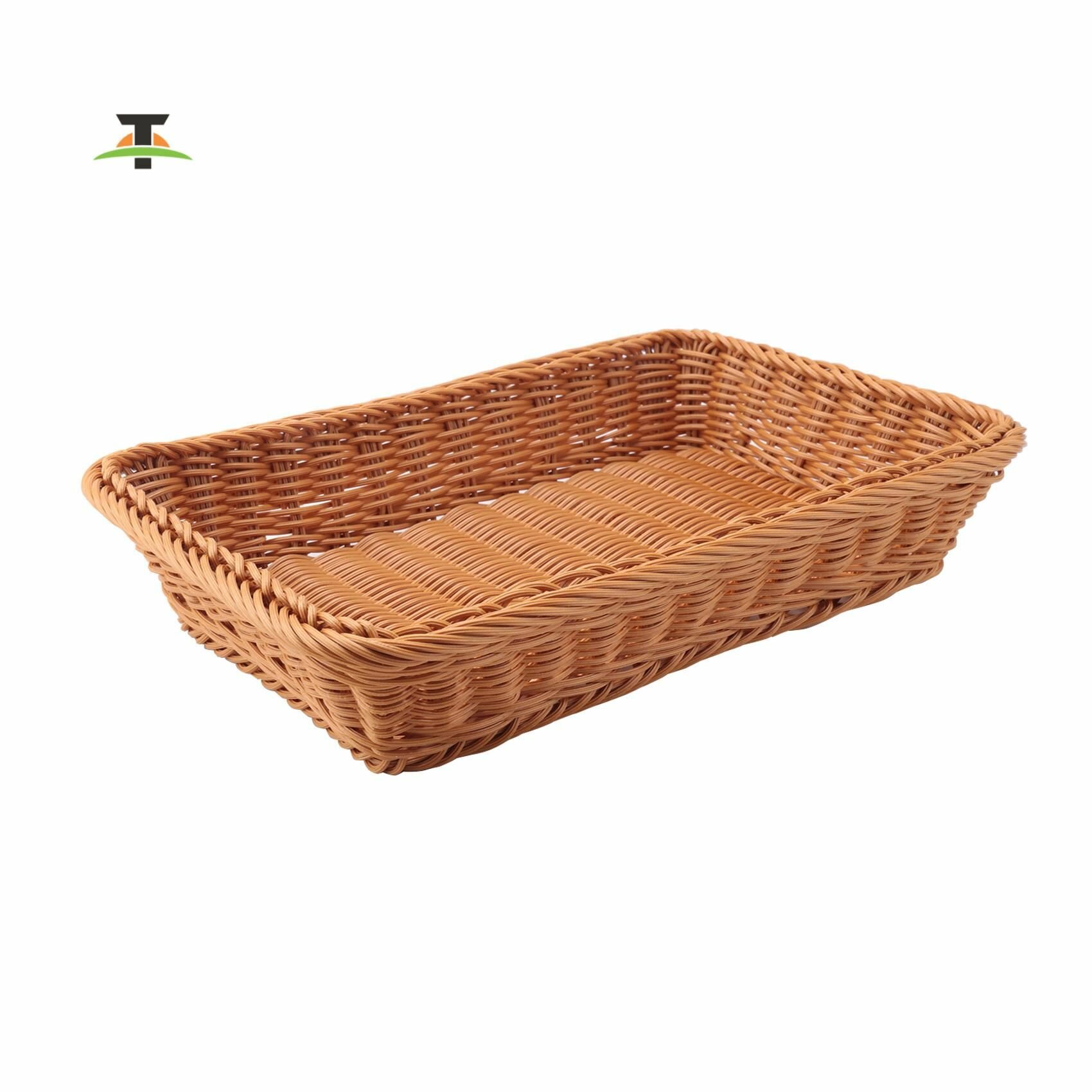 (P G F I) Плетеная корзина совместим с хранения, Корзина хлеба Хлебный магазин Витрина супермаркета Тканая столешница Еда Фрукты Овощи Ресторан сервировки, Коричневый