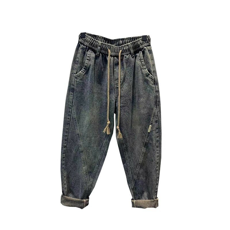 MON Мужские Джинсы Лето Потертые Слим Кроп Премиум Эластичные Деним, Размер_M