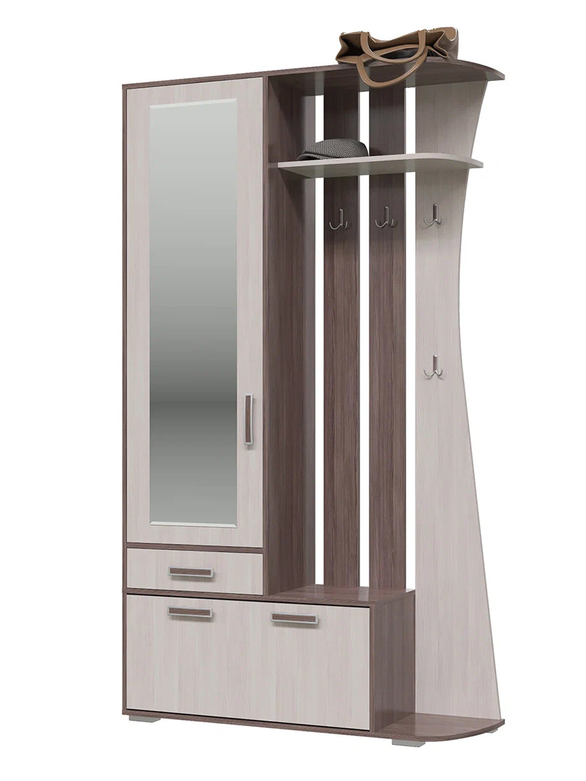 Прихожая Гранд Кволити Мокко, цвет бодега тёмный/бодега светлый, (ШхГхВ) 120х38х210 см.